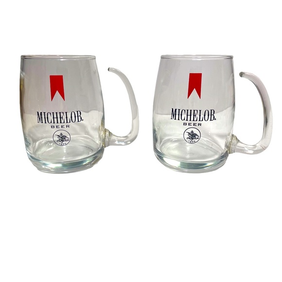 Michelob | Dining | Two Michelob Clear Glass Beer Mugs With Open ...
